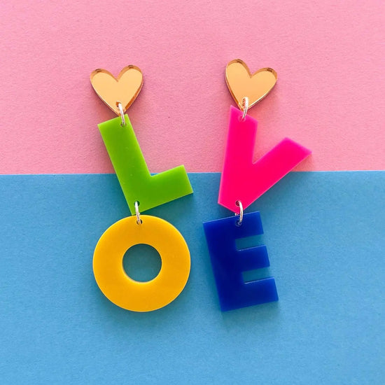 Big Colourful LOVE Earrings – Bandicute